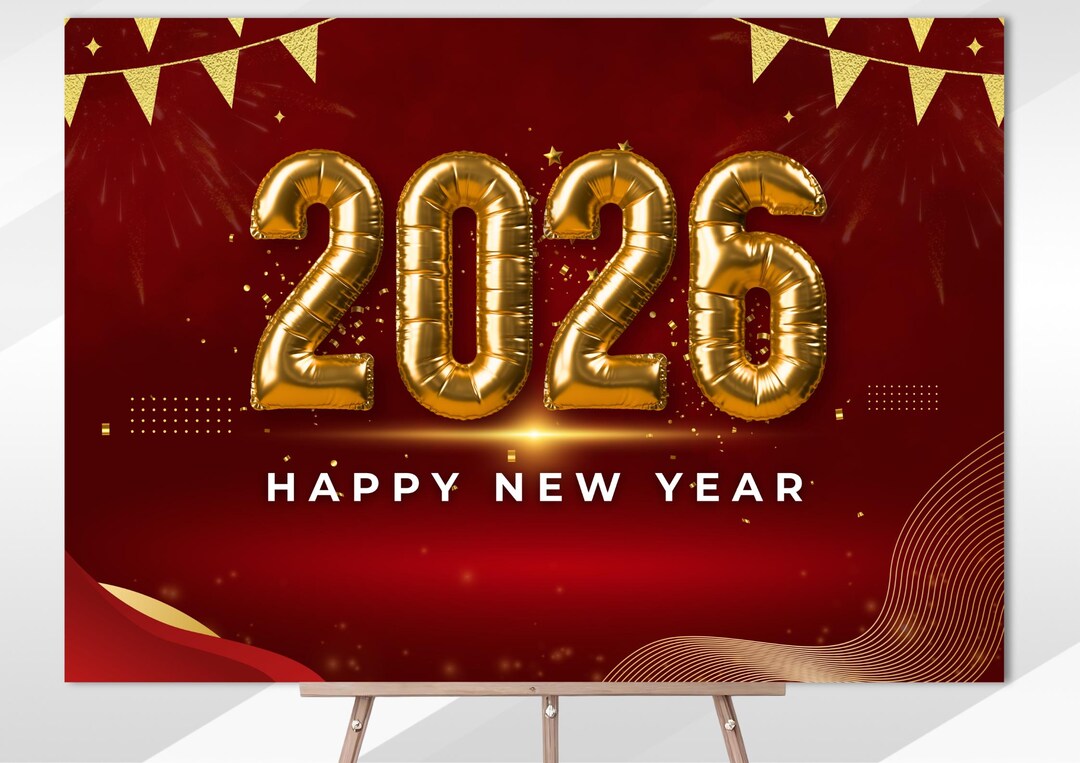 New Year Welcome Sign Decor Printable | Happy New Year Door Sign ...