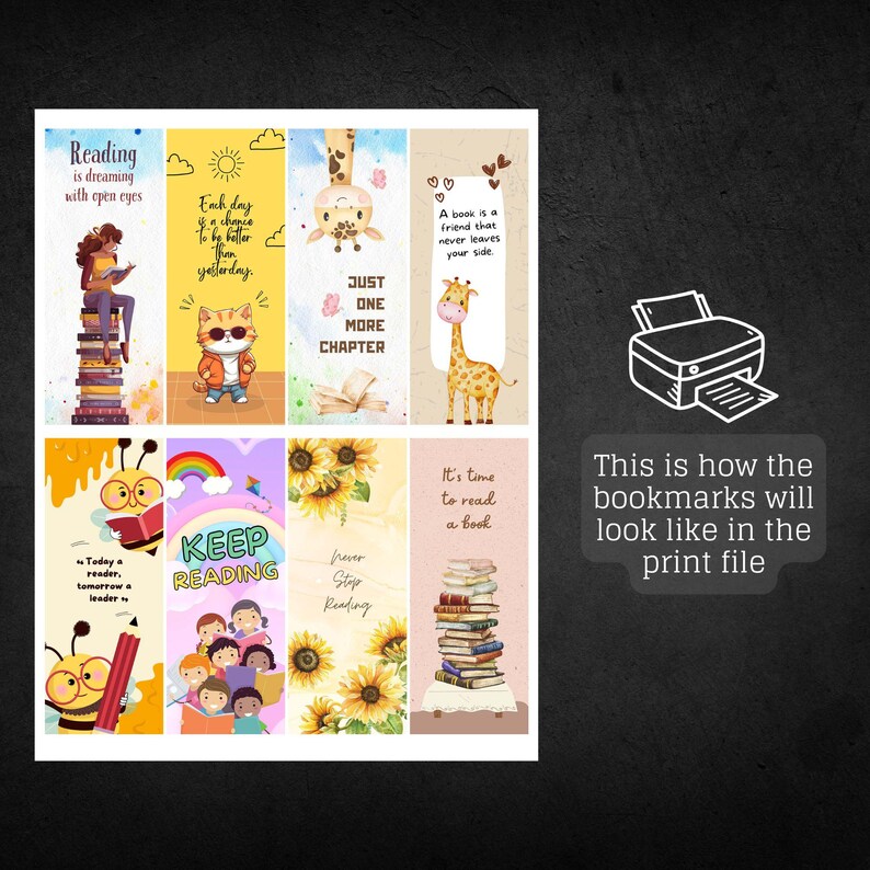 Reading Bookmark Set | Printable Bookmarks for Kids & Adults | Digital ...