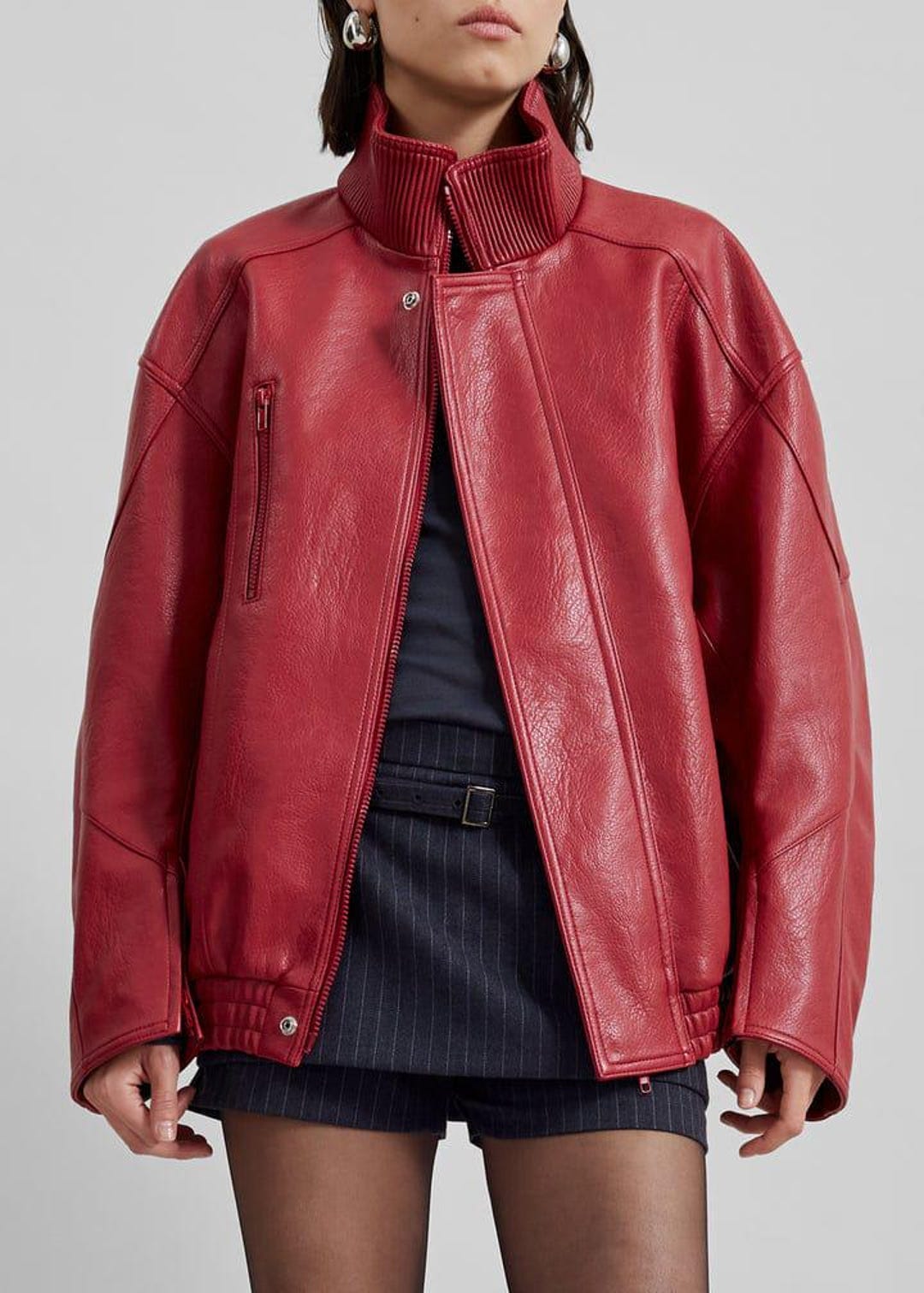 Women’s Vintage 90S Genuine Leather Oversize Retro Style Casual Wear ...