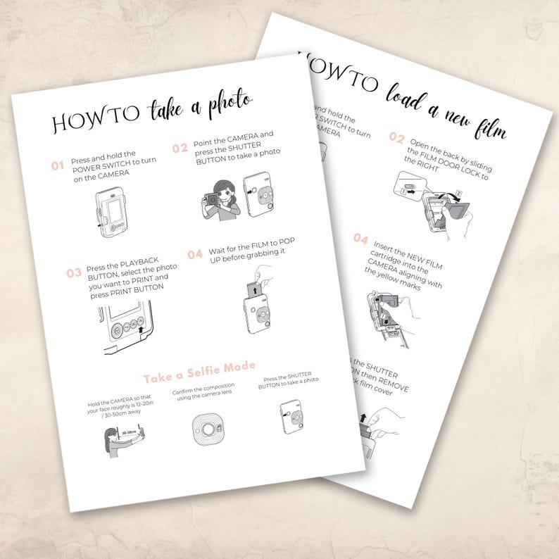 Polaroid Camera Instructions Printable Sign Instax Mini Liplay - Etsy