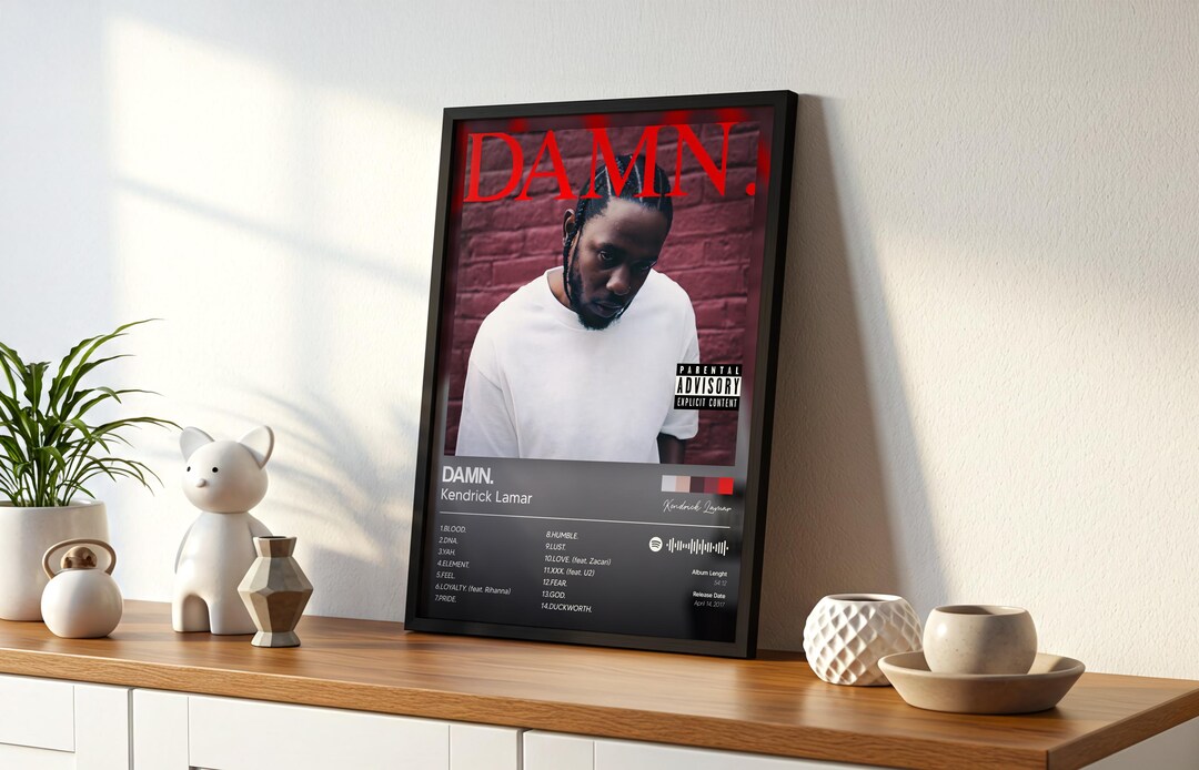 Kendrick Lamar - DAMN. Album Cover Poster - Aesthetic Music Wall Art ...