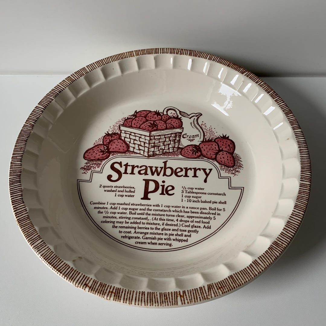 Ceramic Strawberry Pie Plate With Recipe: Scalloped 11" Baking Dish - Etsy