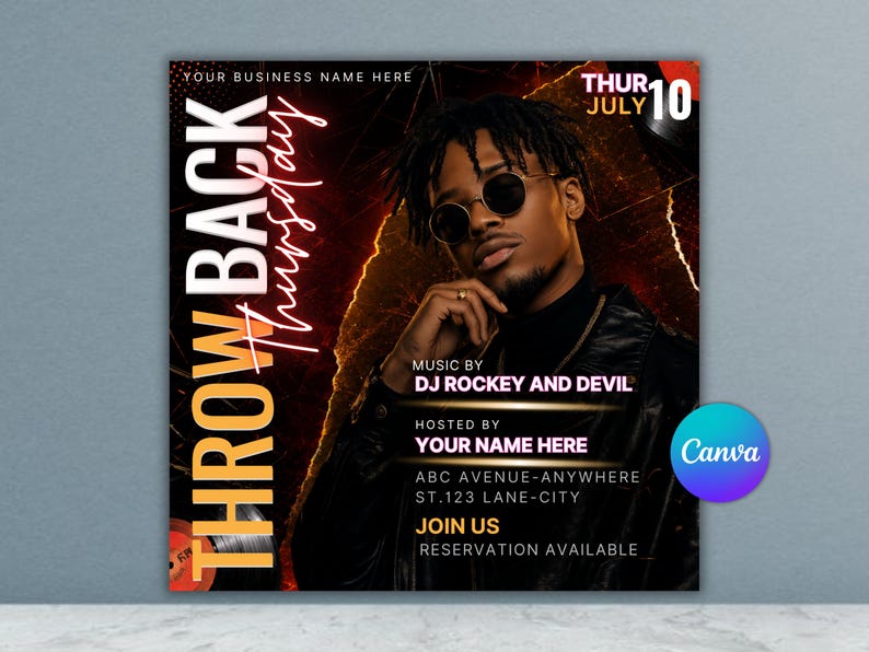 Throwback Thursday Invitation Flyer Template, Cowgirl DJ Party Flyer ...