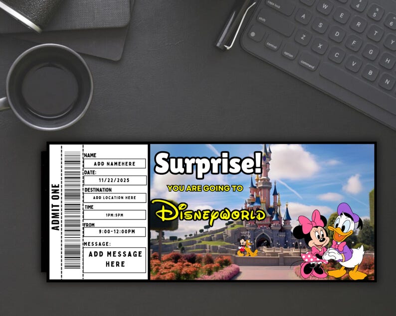 Surprise Trip Ticket Template | Editable Boarding Pass (digital ...