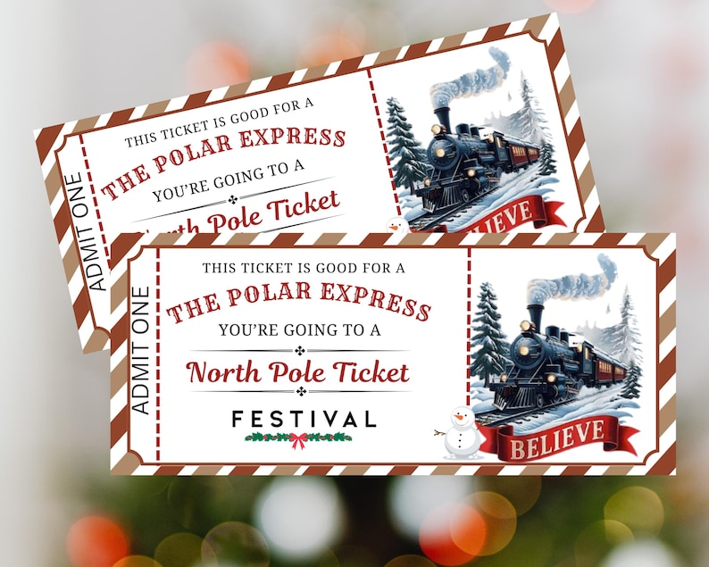 Polar Express Ticket Printable, Christmas Train Party Invitation ...