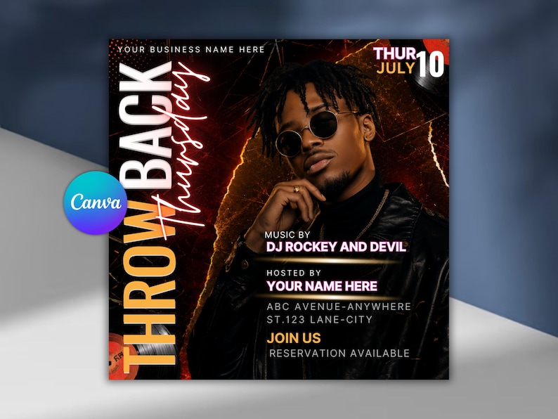 Throwback Thursday Invitation Flyer Template, Cowgirl DJ Party Flyer ...