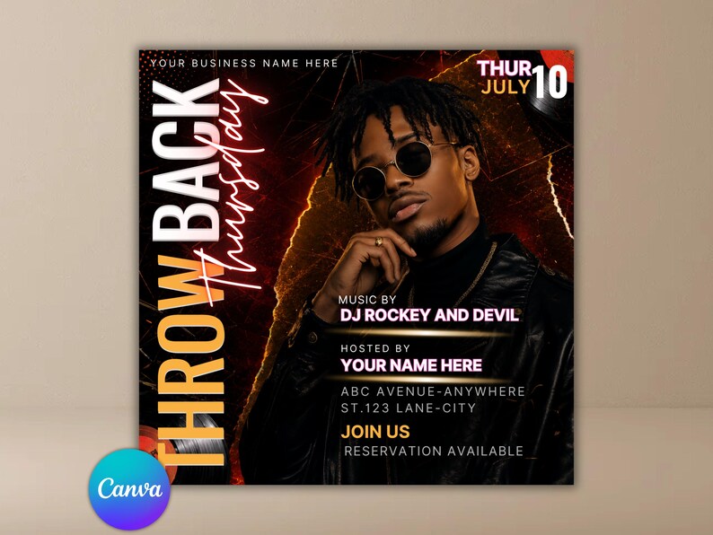 Throwback Thursday Invitation Flyer Template, Cowgirl DJ Party Flyer ...
