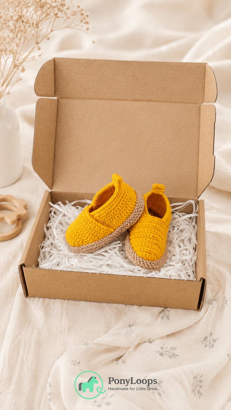 Yellow Crochet Baby Espadrilles – 100% Mercerized Cotton, Spanish Style ...