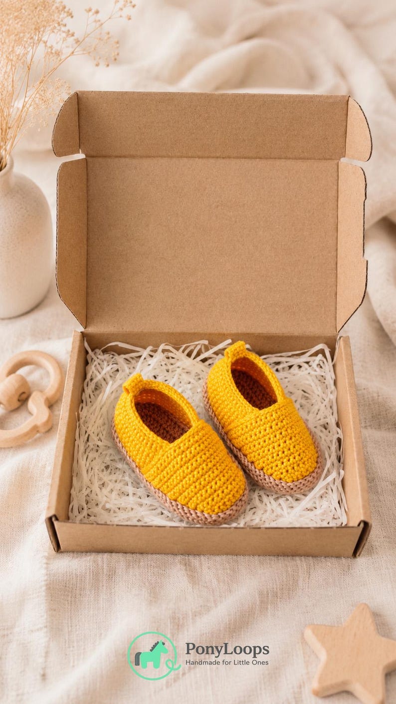 Yellow Crochet Baby Espadrilles – 100% Mercerized Cotton, Spanish Style ...