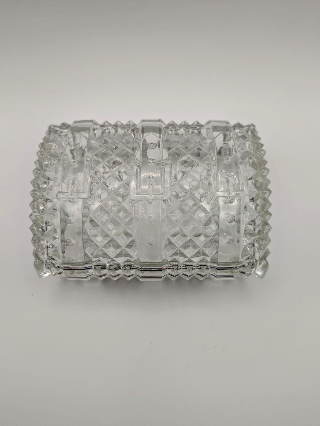 Vintage Glass Treasure Chest Trinket Box - Etsy