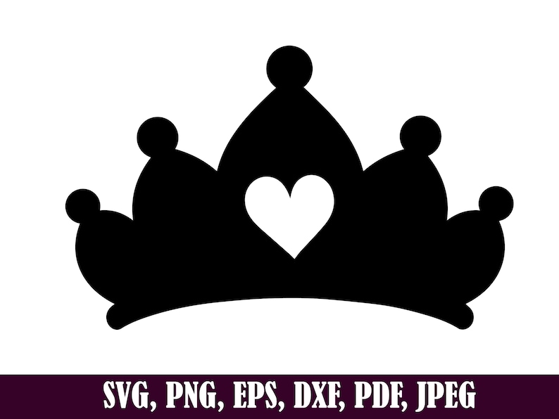 Heart Crown SVG: Queen Princess Tiara Cut Files (digital Download) - Etsy