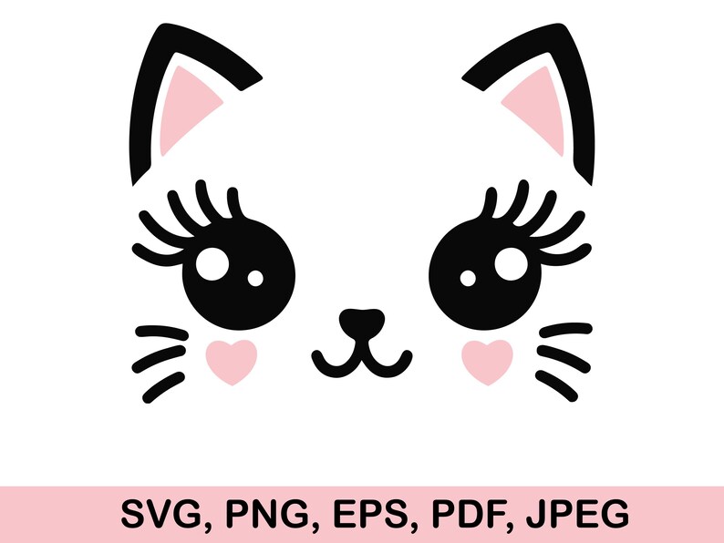 Cat Face SVG: Pet Kitten Animal Cartoon, Cut Files (digital Download ...