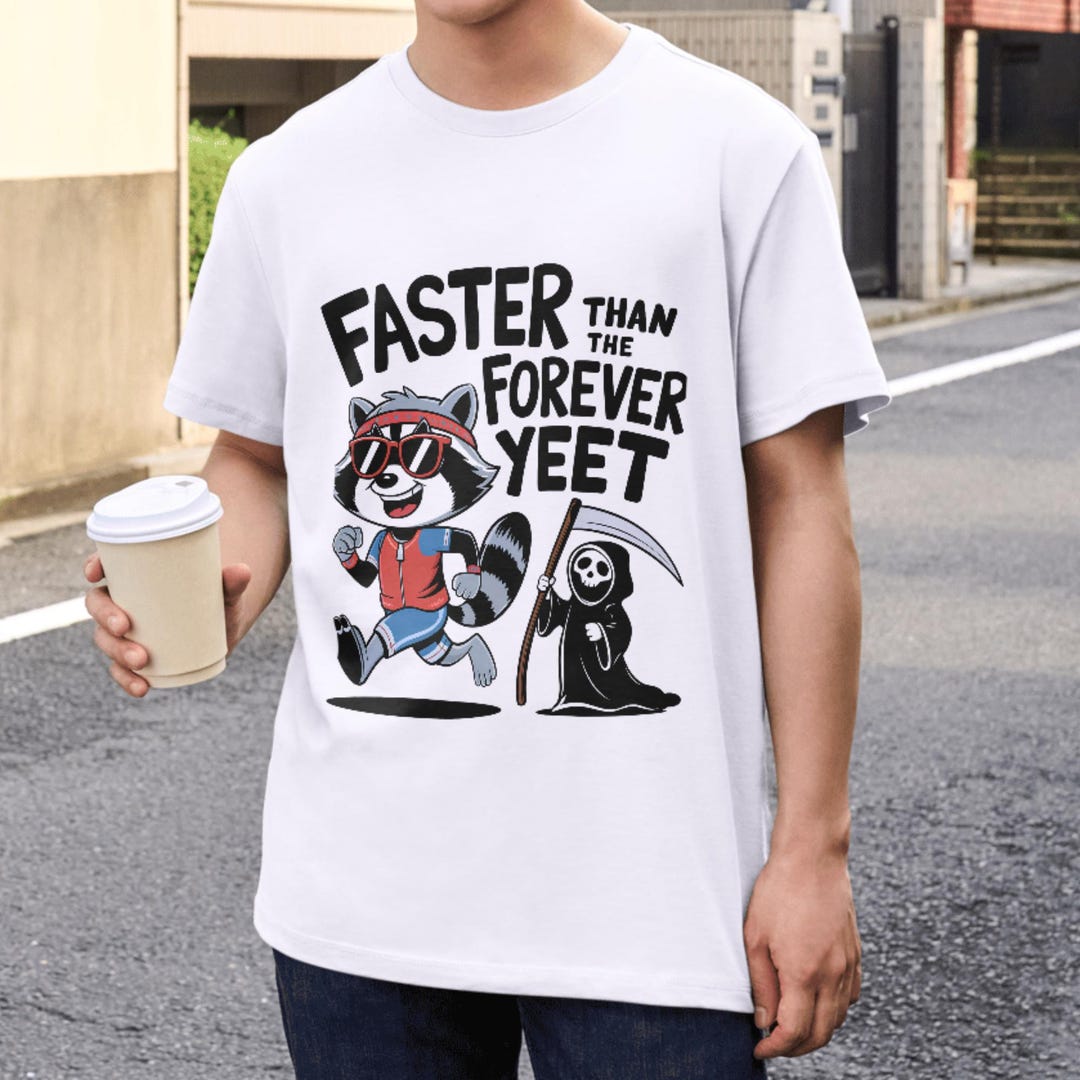 Faster Than the Forever Yeet Funny Ghost raccoon - Etsy UK
