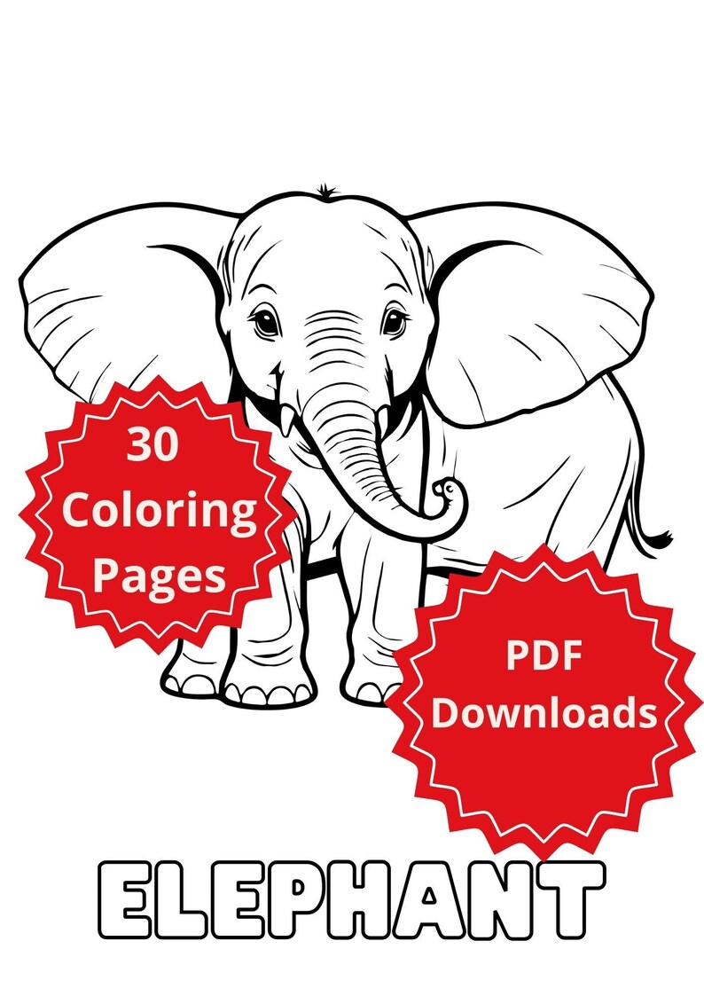 30 Big Animals Coloring Page for Kids: Easy and Comfy - Etsy Australia