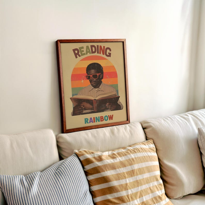 Retro Reading Rainbow Art Print, 90s Nostalgia (digital Download) - Etsy