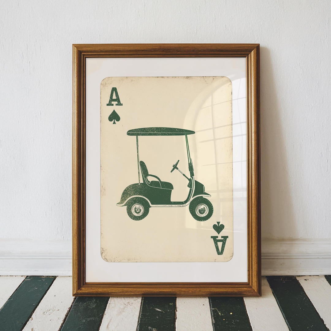 Vintage Golf Cart Card Deck Art Print, Retro Masters Golf Poster Art ...