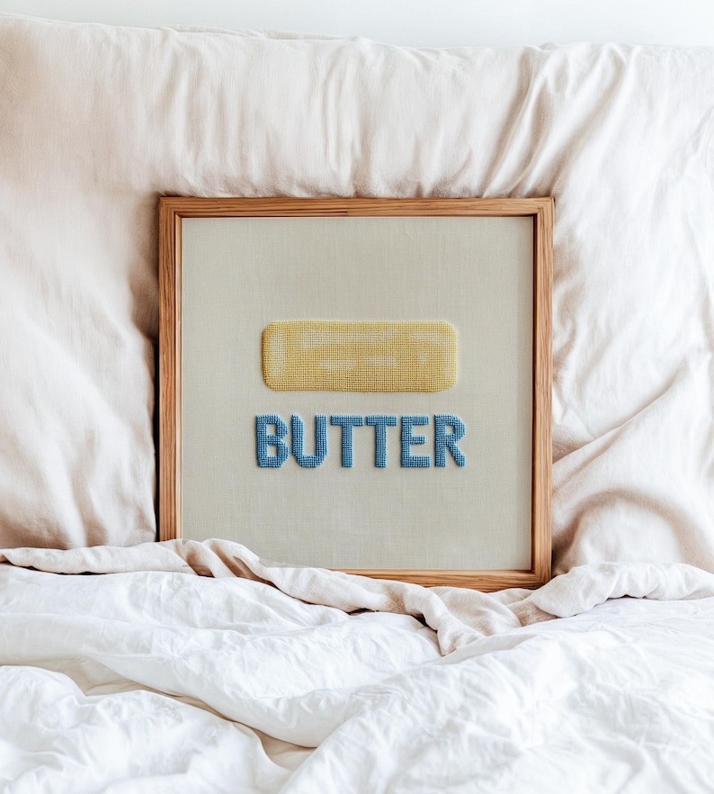 Needlepoint Butter Art, Cross Stitch Butter Art Print, Kitchen Wall Art ...