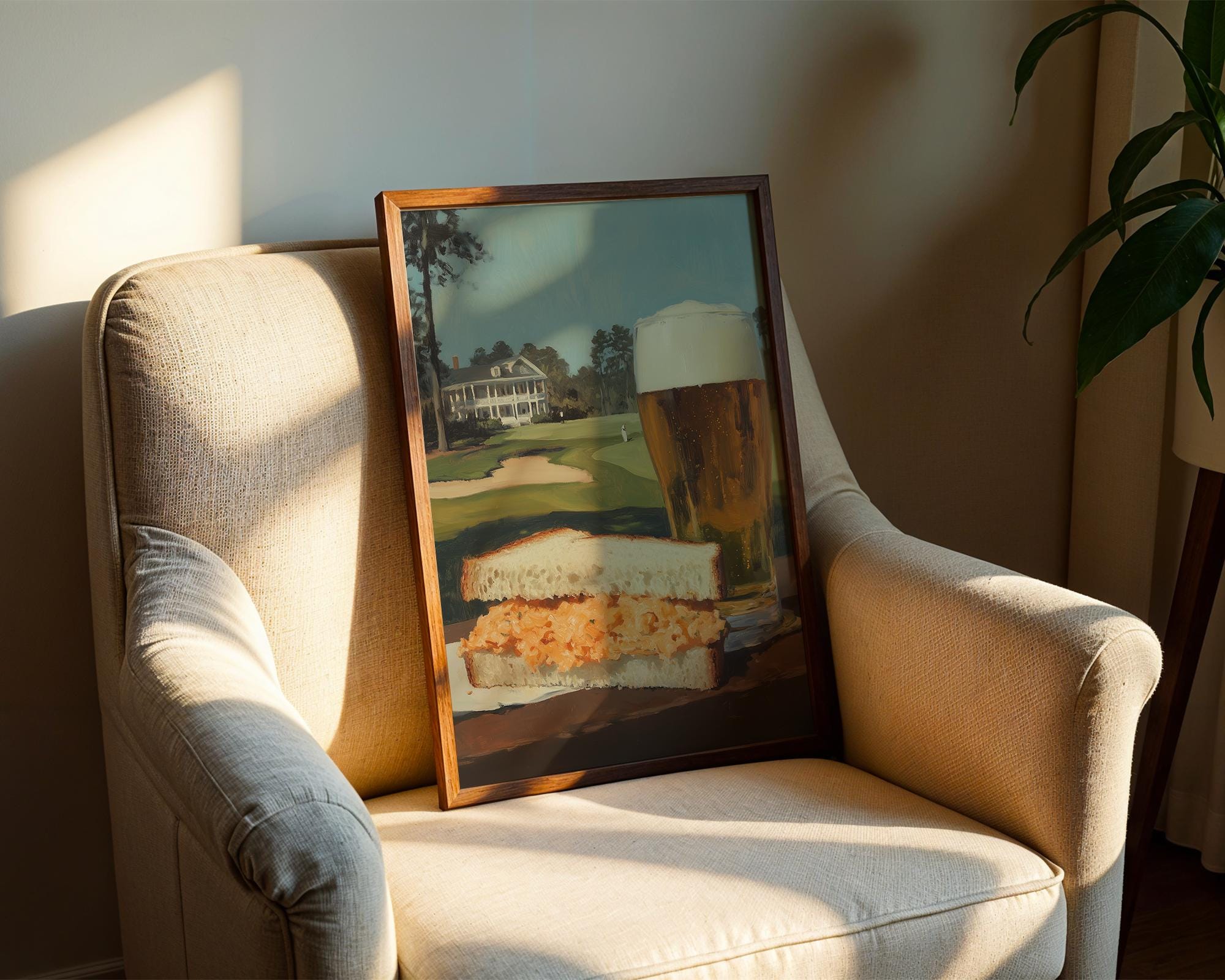 Retro Golf Pimento Cheese Sandwich Oil Painting Art Print (digital ...