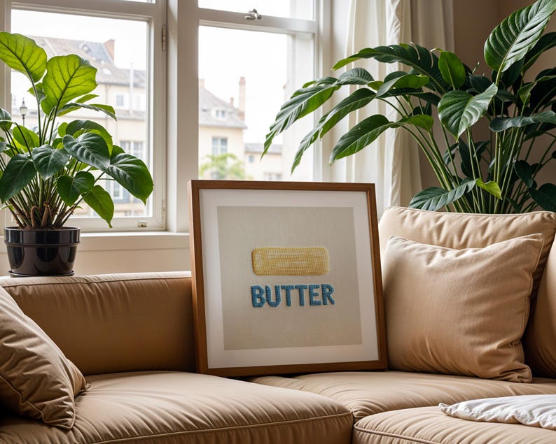 Needlepoint Butter Art, Cross Stitch Butter Art Print, Kitchen Wall Art ...