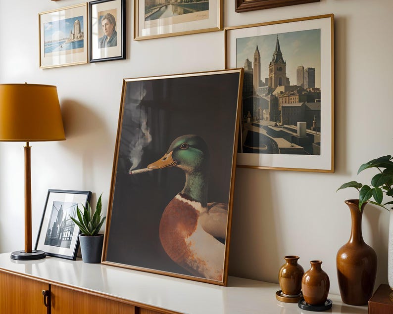 Funny Mallard Duck Smoking Joint, Retro Art Print (digital Download) - Etsy