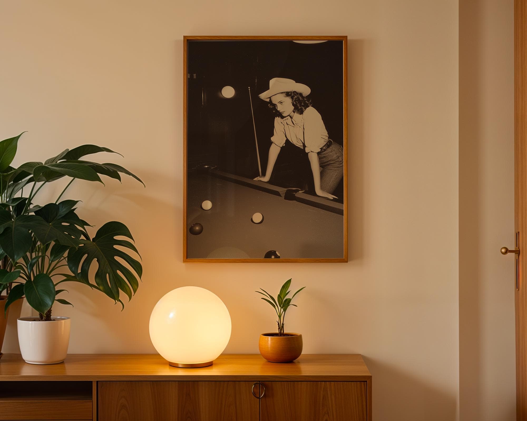 Vintage Cowgirl Pool Hall Poster Art, Retro Black and White Western ...