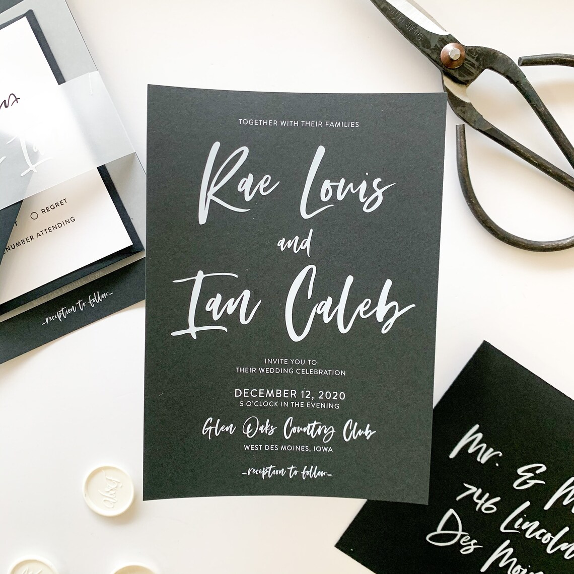 Rae Wedding Invitation Suite // Calligraphy Vellum // Black - Etsy