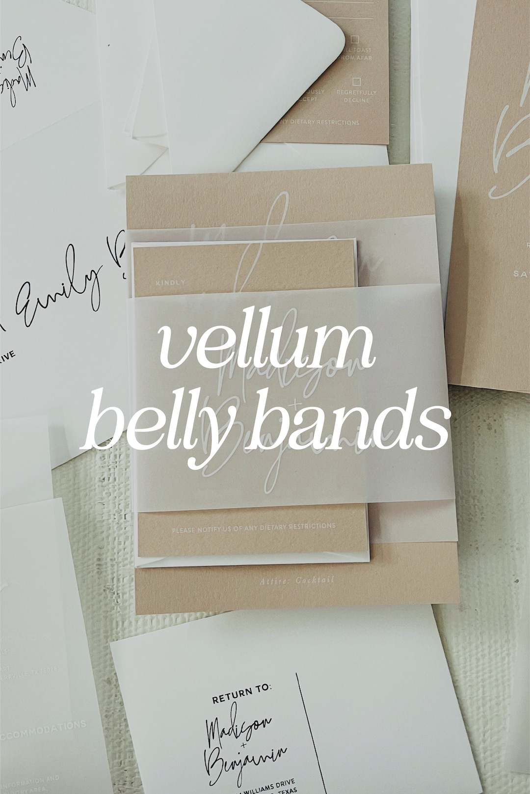Vellum Belly Band for Wedding Invitation Suite : Customizable - Etsy
