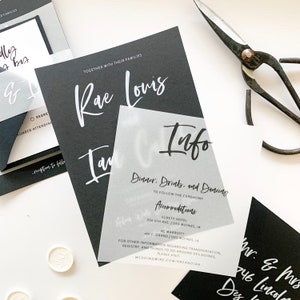 Rae Wedding Invitation Suite // Calligraphy + Vellum // Black + Vellum ...