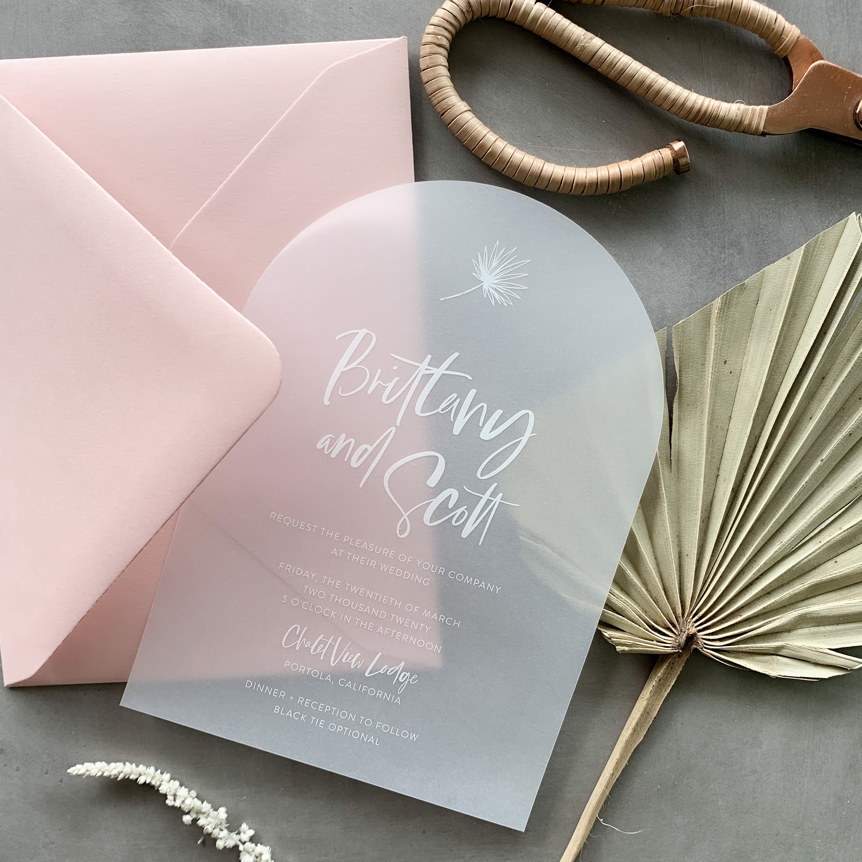 Brittany Die Cut Wedding Invitation Suite With White Ink | Etsy