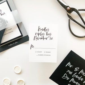 Rae Wedding Invitation Suite // Calligraphy + Vellum // Black + Vellum ...