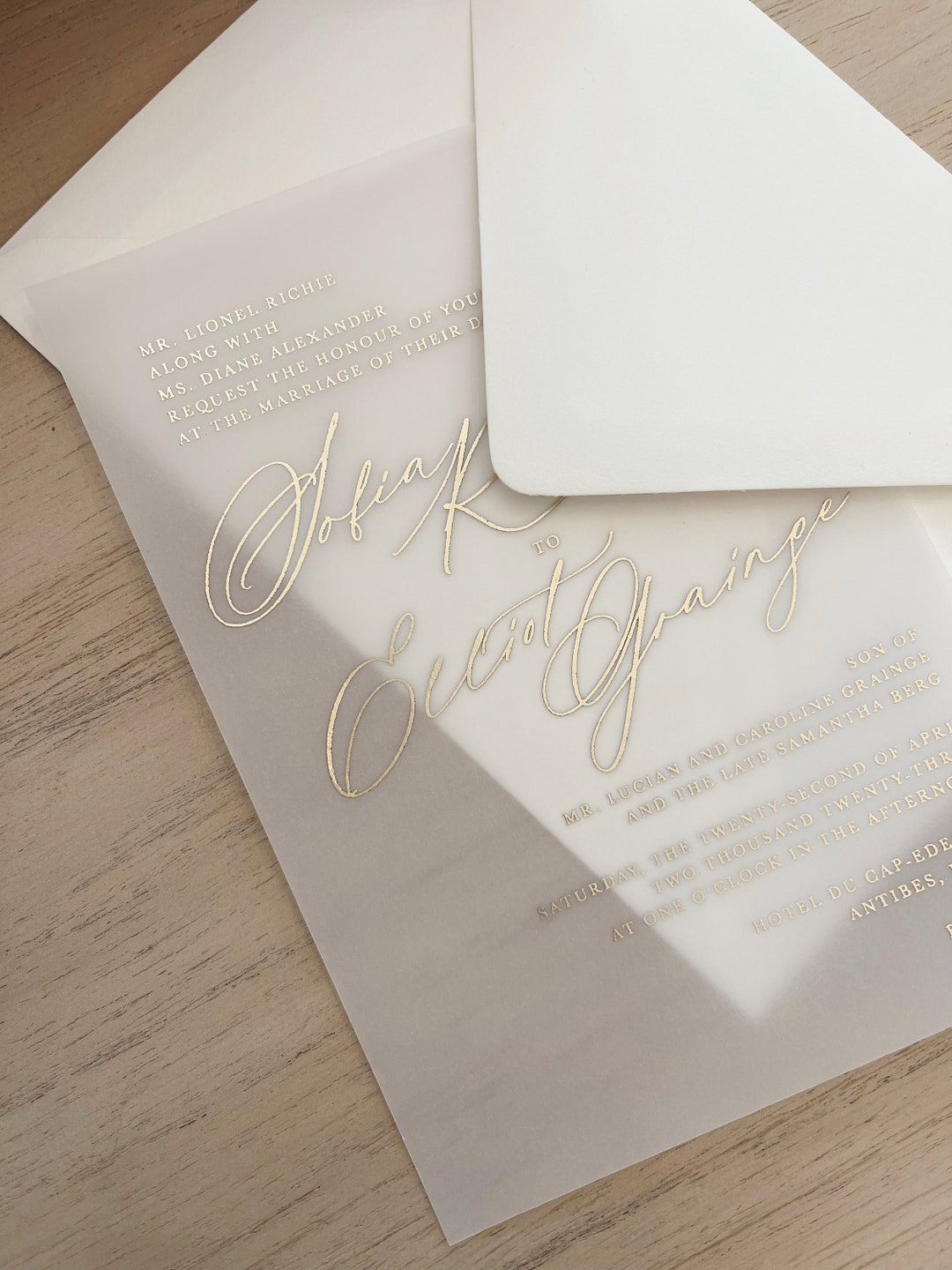 Vellum Insert Card for Wedding Invitations : Customizable - Etsy