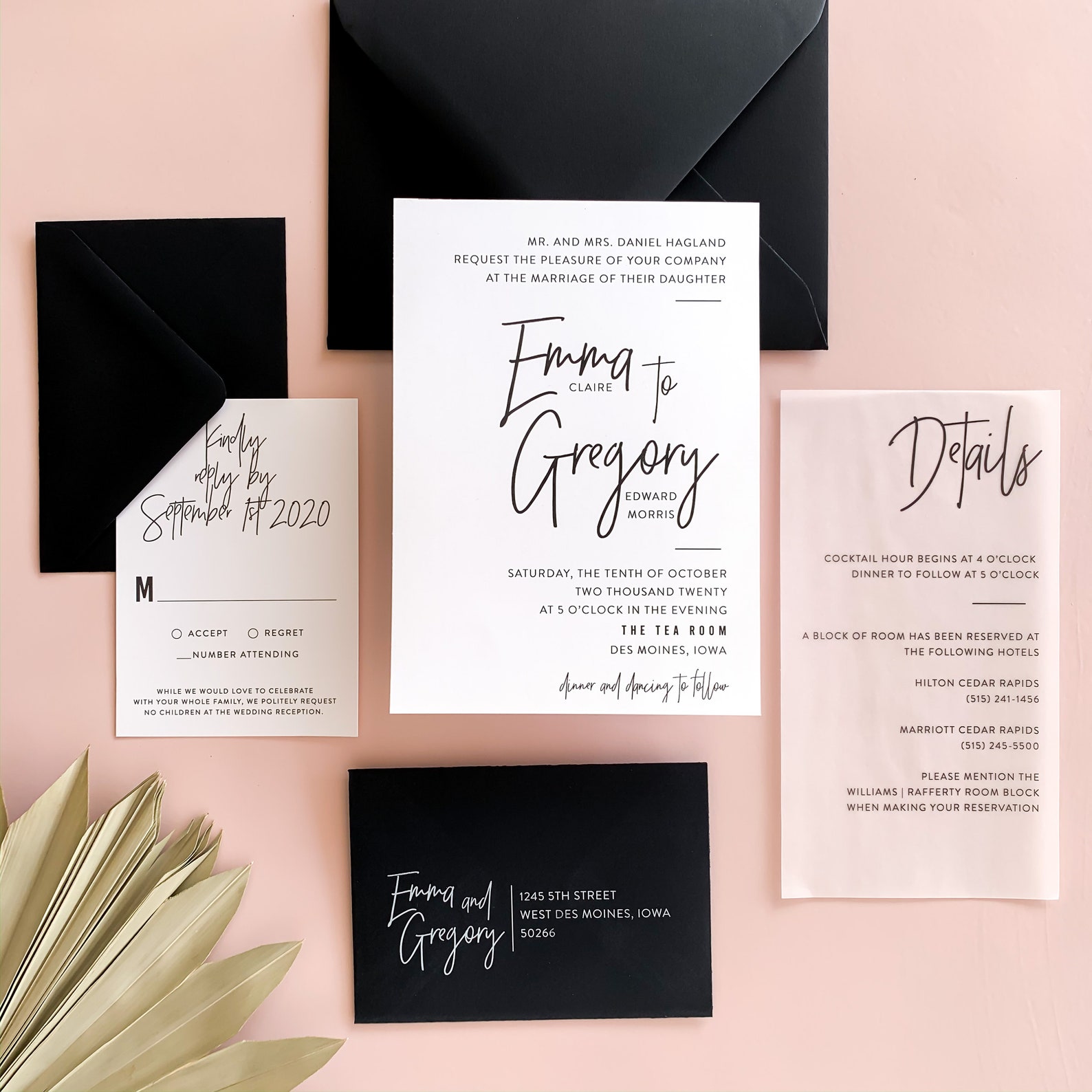 Emma Wedding Invitation Suite Customizable - Etsy