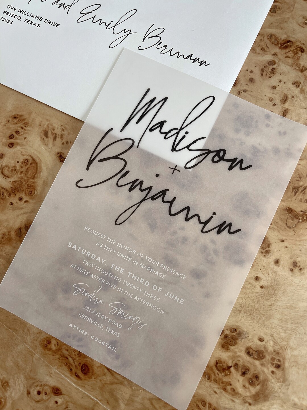 Vellum Insert Card for Wedding Invitations : Customizable - Etsy