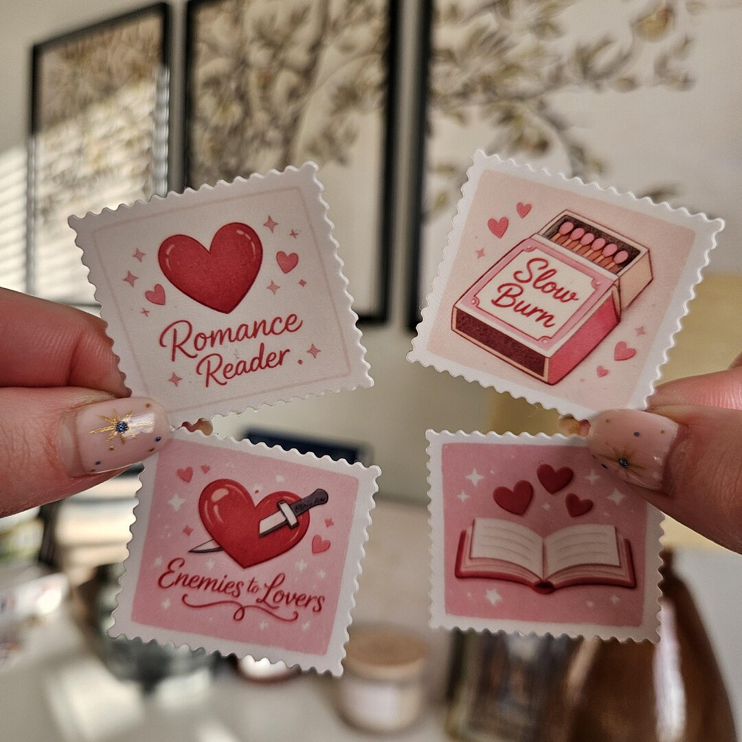 Romance Reader Sticker Set – Cute Vintage Postage Stamp Stickers for ...