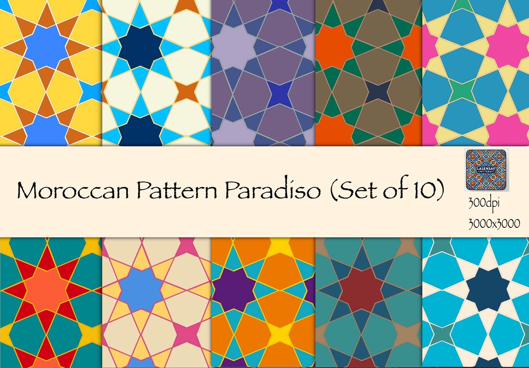 Seamless Moroccan Tile Pattern Bundle Zellige zelij Mosaic Designs for ...