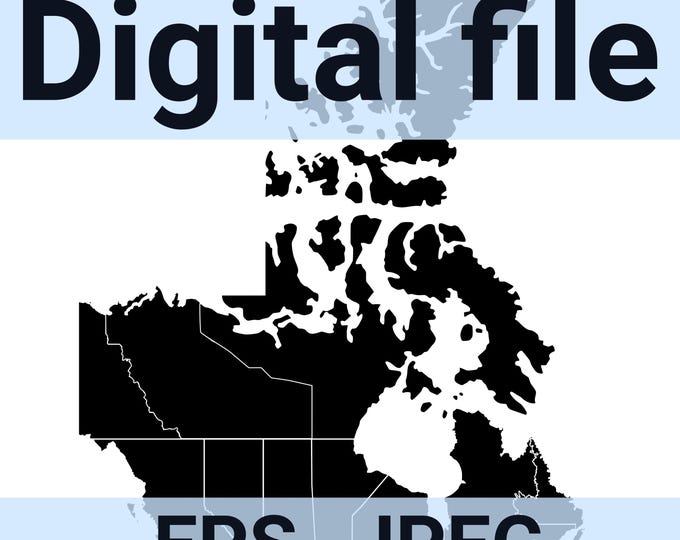 Canada Bright Colors Map Clip Art - North America - Instant Download ...