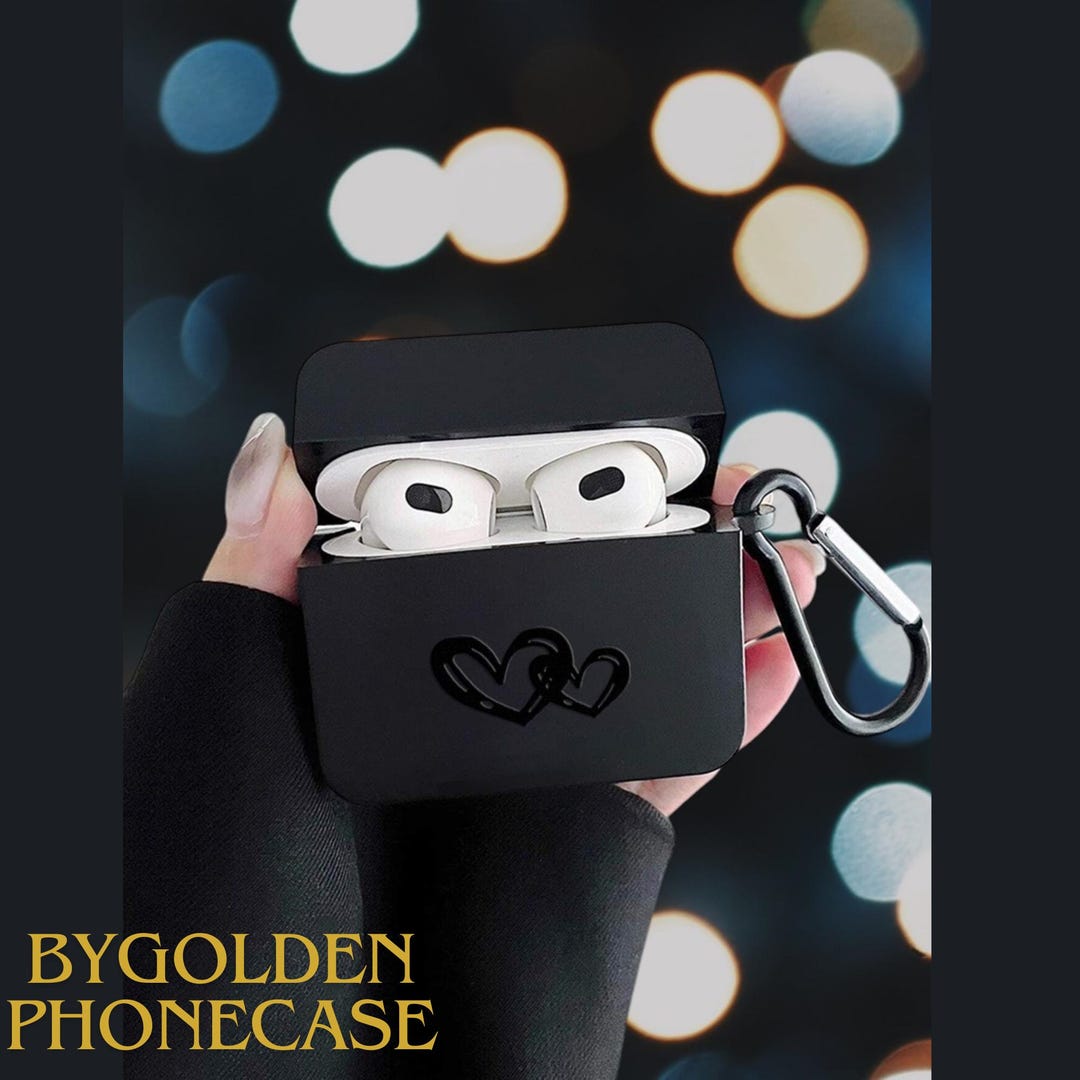 Heart Pattern Case Matte Black Airpods Case - Etsy
