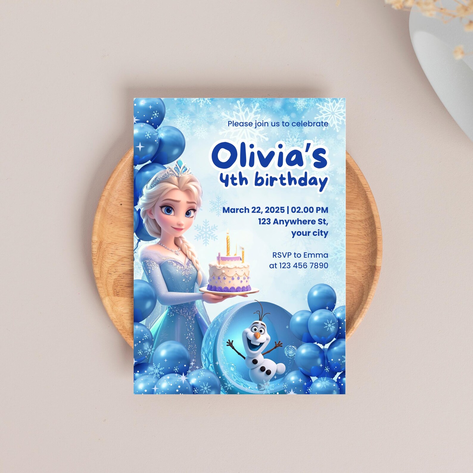 Frozen Birthday Invitation: Editable Ice Princess Party Invite (canva ...