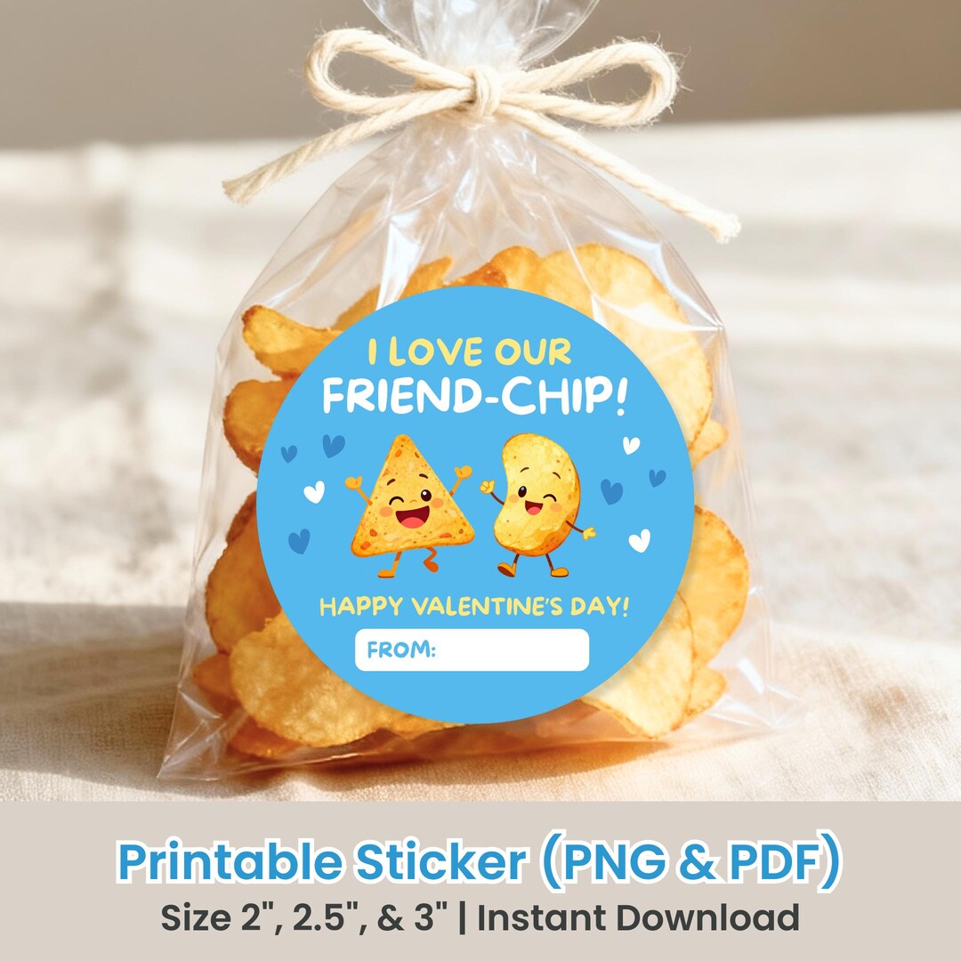 I Love Our Friend Chip Valentine Stickers, Printable Kids Valentine ...