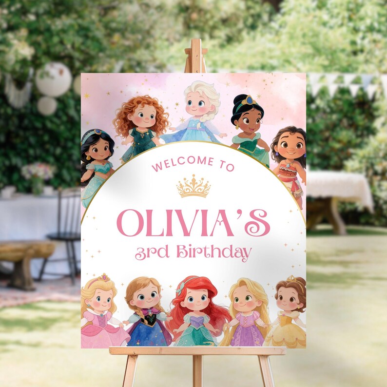 Princess Welcome Sign: Editable Birthday Party Decoration (canva ...