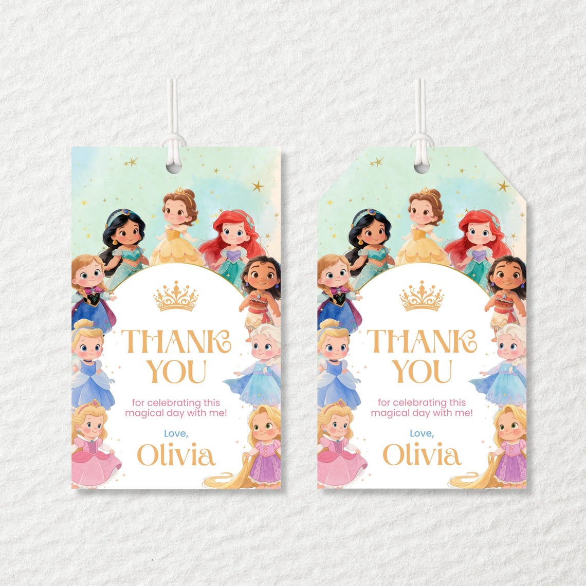 Princess Thank You Tags: Editable Princess Party Favor Tag (canva ...