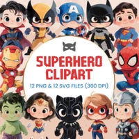 Super Hero Boy Digital Clipart Set SVG PNG Download Cute Super Boy Pop ...