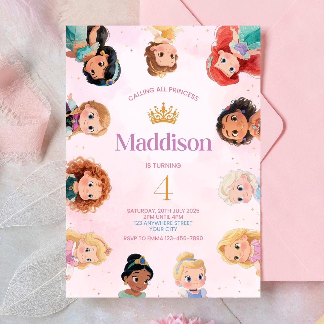 Princess Birthday Invitation: Editable Watercolor Princess Party Invite ...
