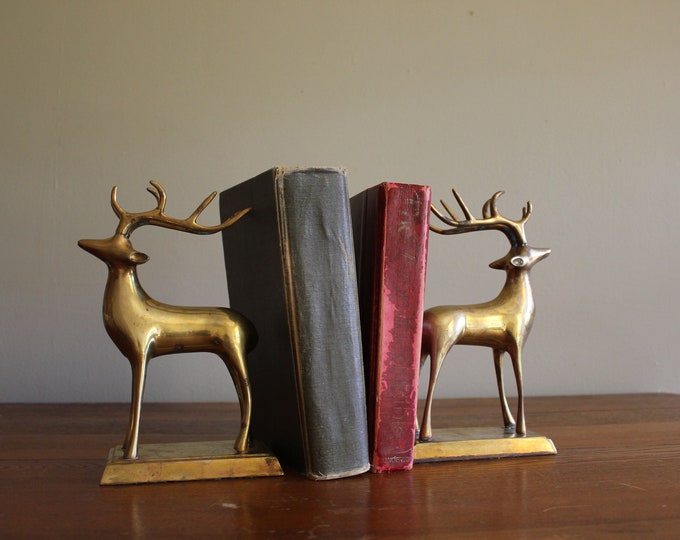 Heavy Brass Deer Bookends - Etsy