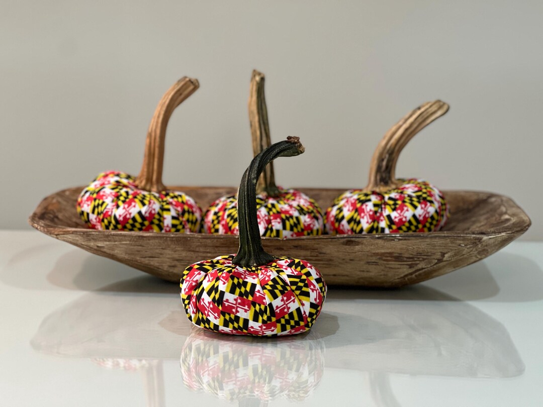Maryland Flag Pattern Plush Pumpkin With Real Stem, Fall Decor ...