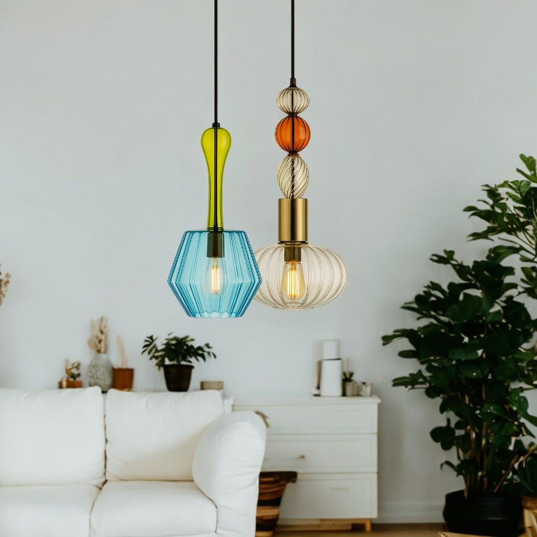 Pendant Lighting for Kitchen Island | Blown Glass Lights Pendant ...