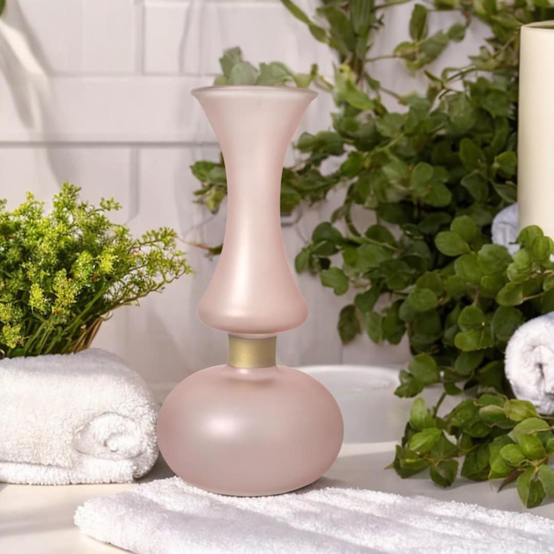 Hand-blown Glass Vase | Handmade Frosted Pink Decorative Vase ...
