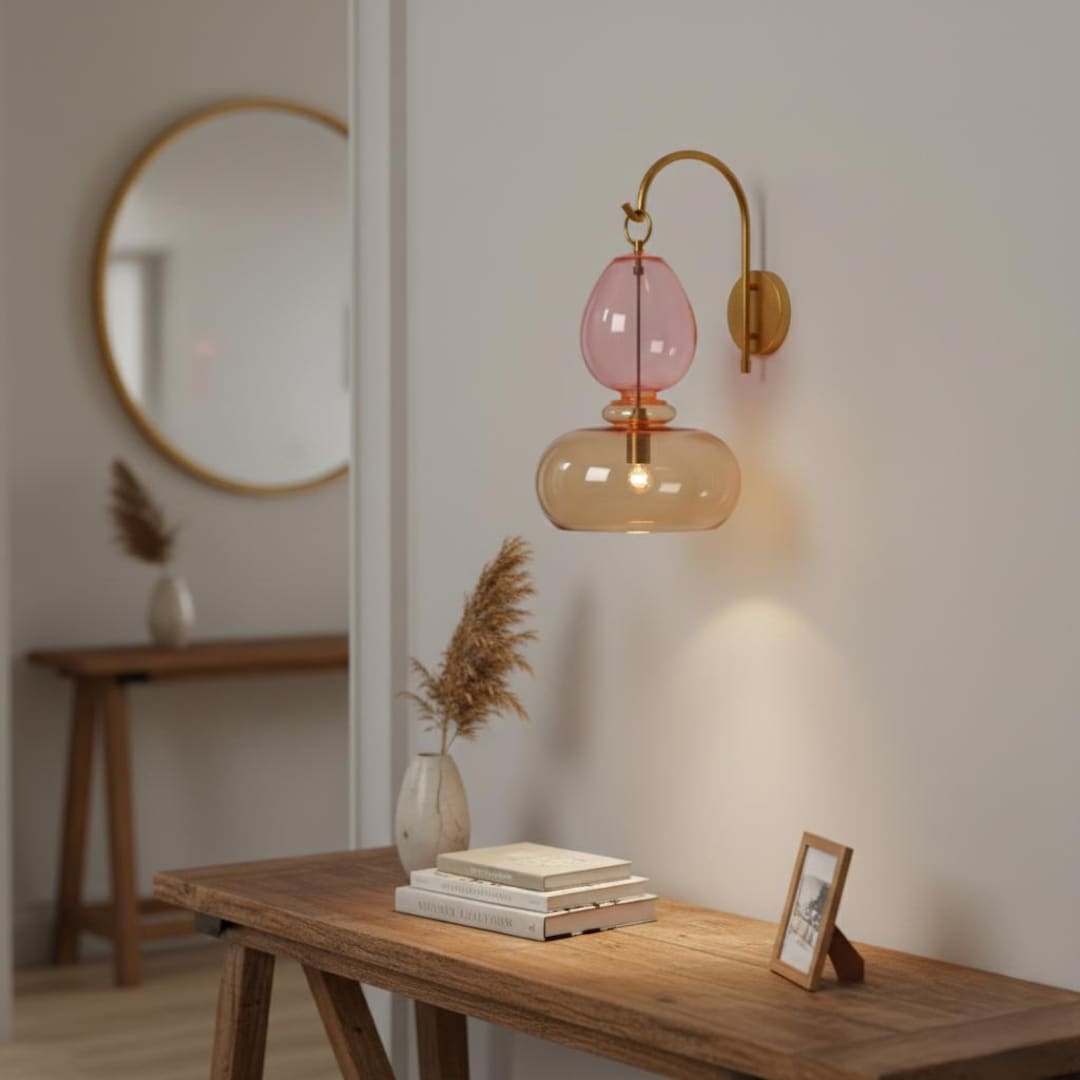 Blown Glass Wall Light - Unique Wall Lighting for Living Room - Bedside ...