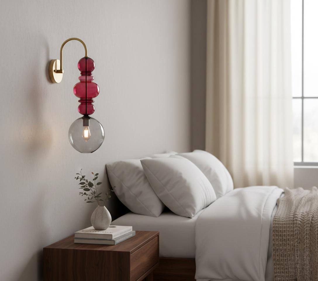 Vintage Wall Sconce - Bedside Lamp - Wall Lights - Glass Art Deco Light ...
