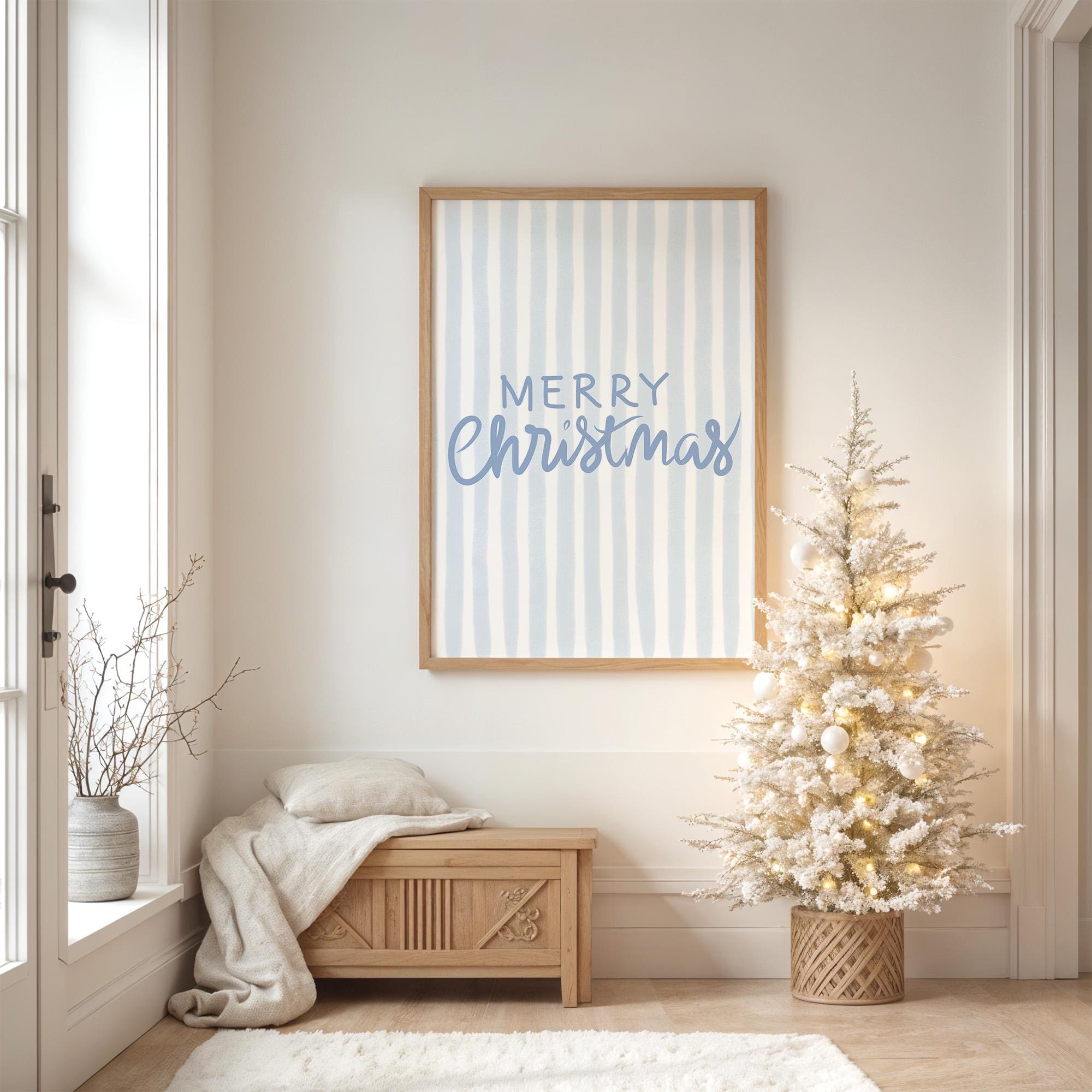 Blue Christmas Printable Wall Art Set of 6: Festive Holiday Poster ...